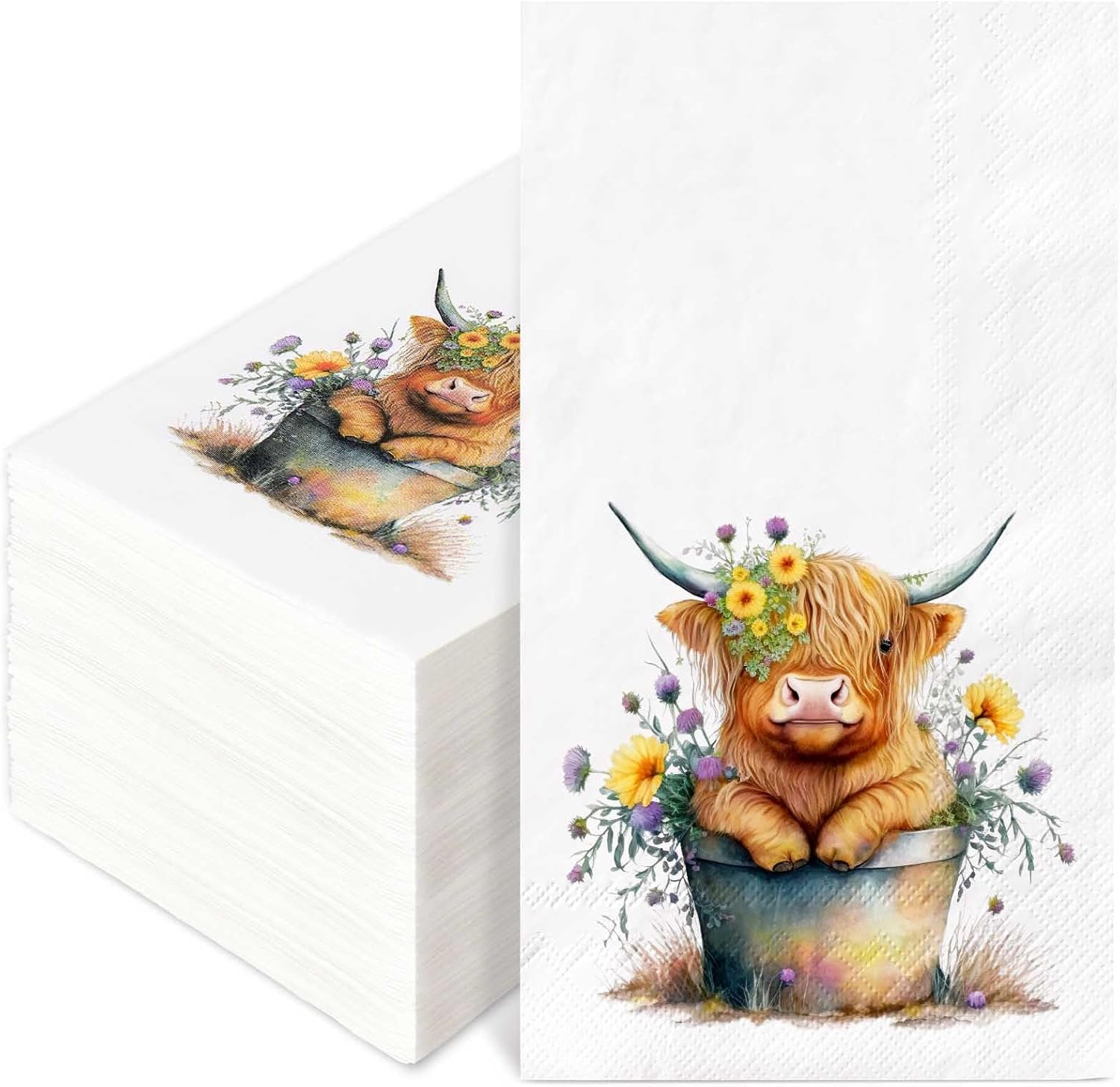 Amazon.com: 80Pcs Cute Highland Cow Guest Napkins Rustic Farmhouse ...