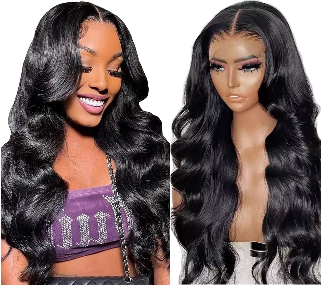 Amazon.com : Fodiu 20 Inch Body Wave Lace Front Wigs Human Hair 180 Density Body Wave Wigs 13x4 ...