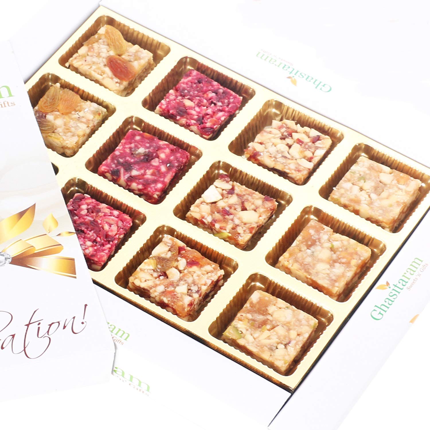 Ghasitaram Gifts - Natural Fruit Assorted Sugarfree Sweets White Box ...