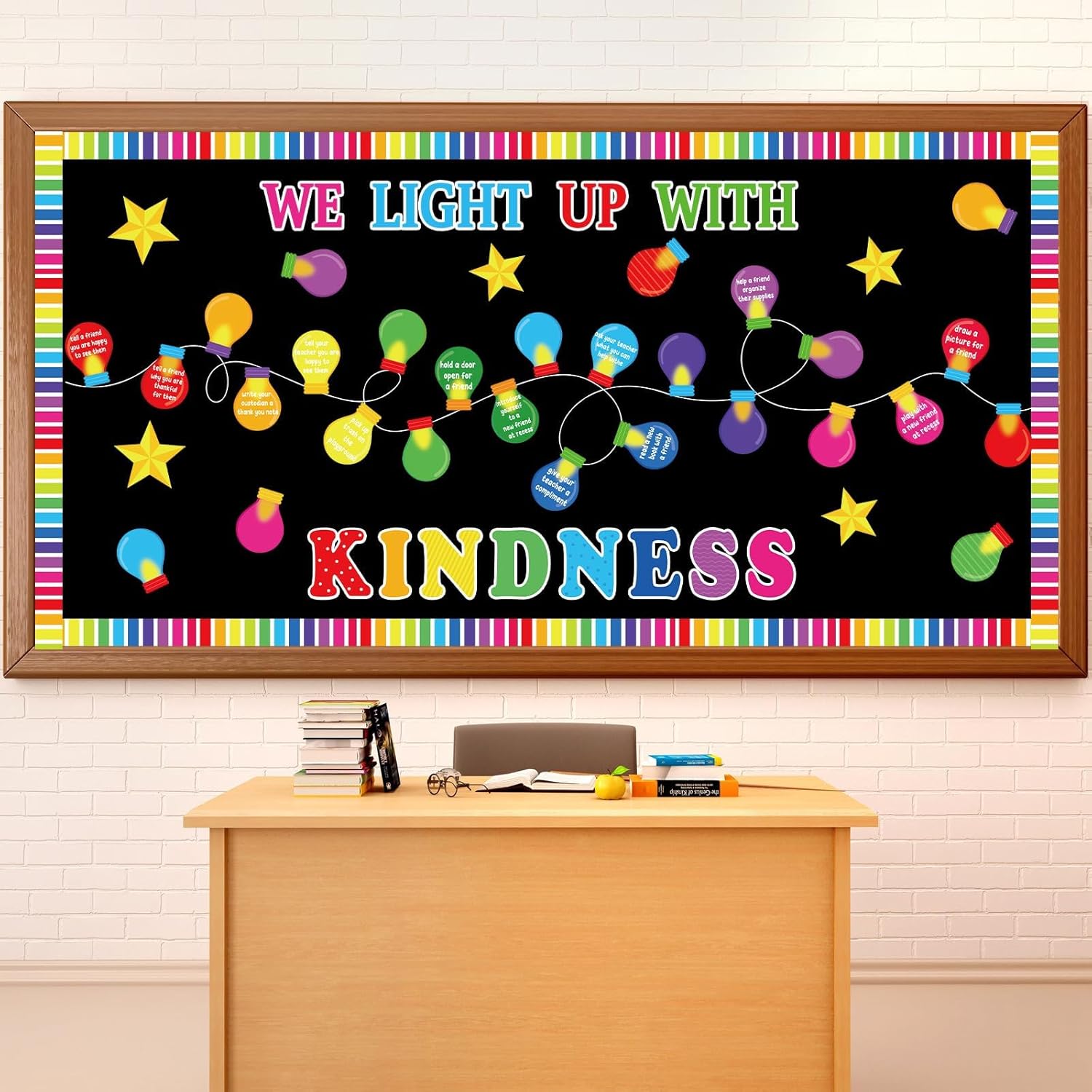 Amazon.com : QOUBAI Light Bulb Bulletin Board Set Light up Kindness ...