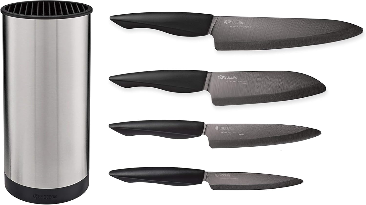 Amazon.com: Kyocera 5 piece Ceramic Knife Block Set, Black Patented ...