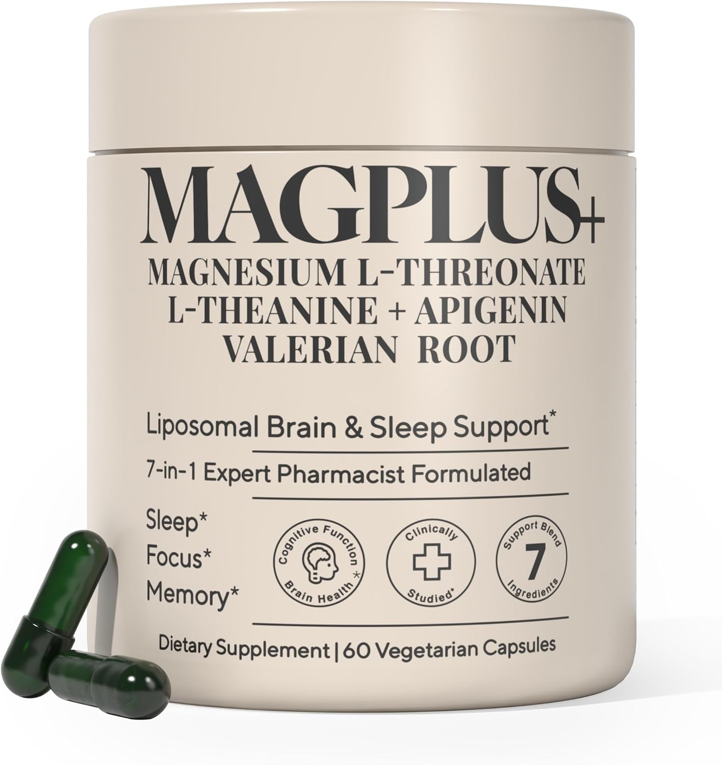 Amazon.com: MAGPLUS+ Magnesium L-Threonate w Apigenin & L Theanine ...