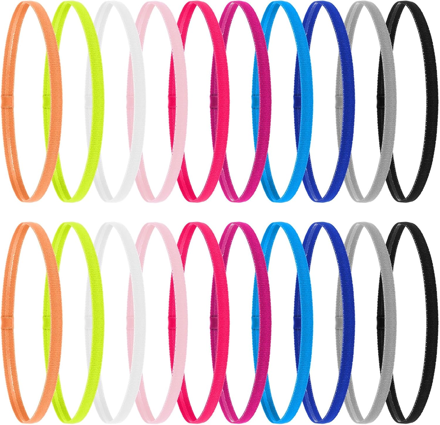 Amazon.com: 20pcs Non-Slip Elastic Headbands, Thin Sports Headband ...
