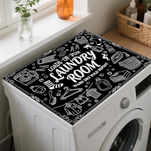 Amazon.com: GLOBLELAND Black Funny Laundry Room Washer Dryer Dust Cover ...