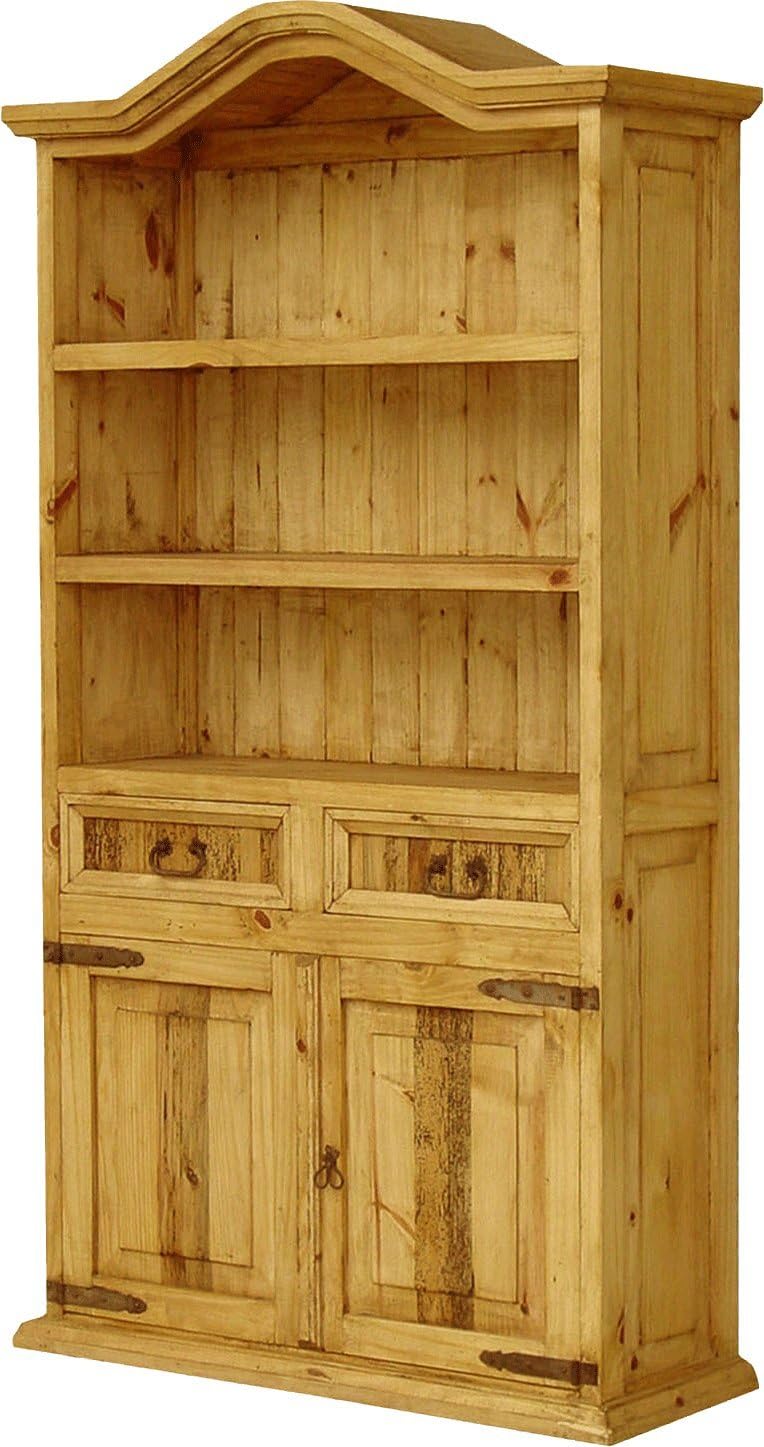 Amazon.com: Rustic Wood Bookcase w/ Cabinets : Home & Kitchen