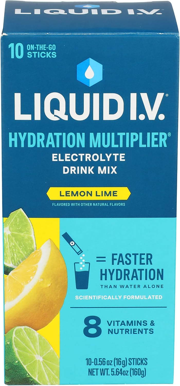 Amazon.com: Liquid IV Lemon Lime Hydration Drink Mix 10 Count, 0.56 OZ ...