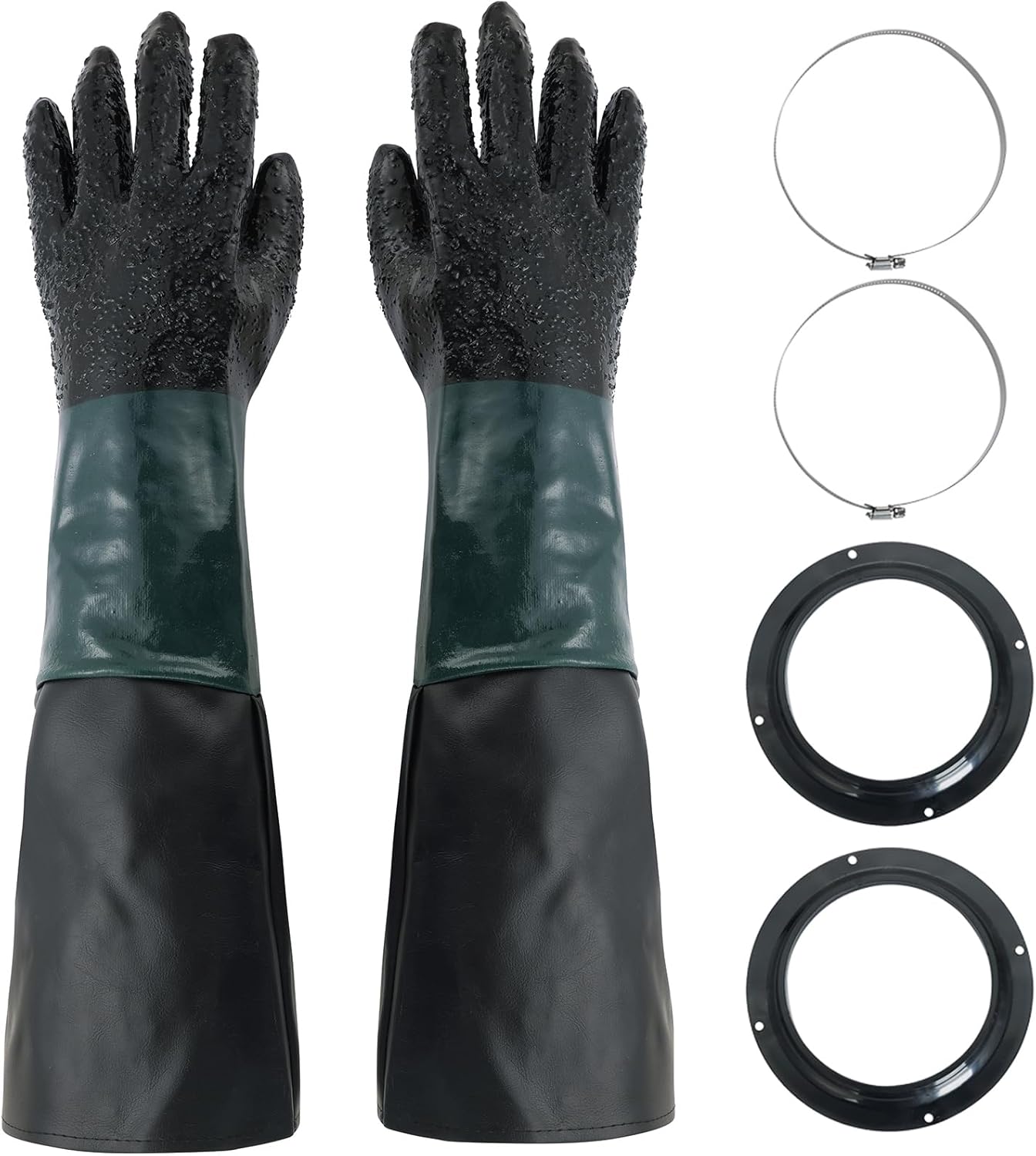 FLKQC Rubber Sandblasting Gloves | 1 Pair 23.6" Blast Protection Gloves ...