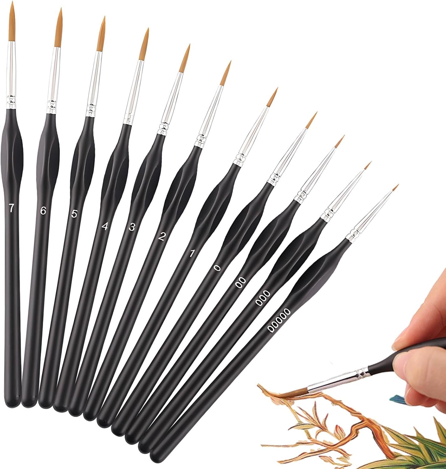 11PCS Miniature Paint Brushes, Model Brushes Micro Detail Paint Brush ...