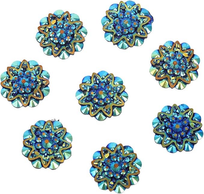 Amazon.com: 10PCS 18mm AB Resin Rhinestone Flatback Flower Buttons ...