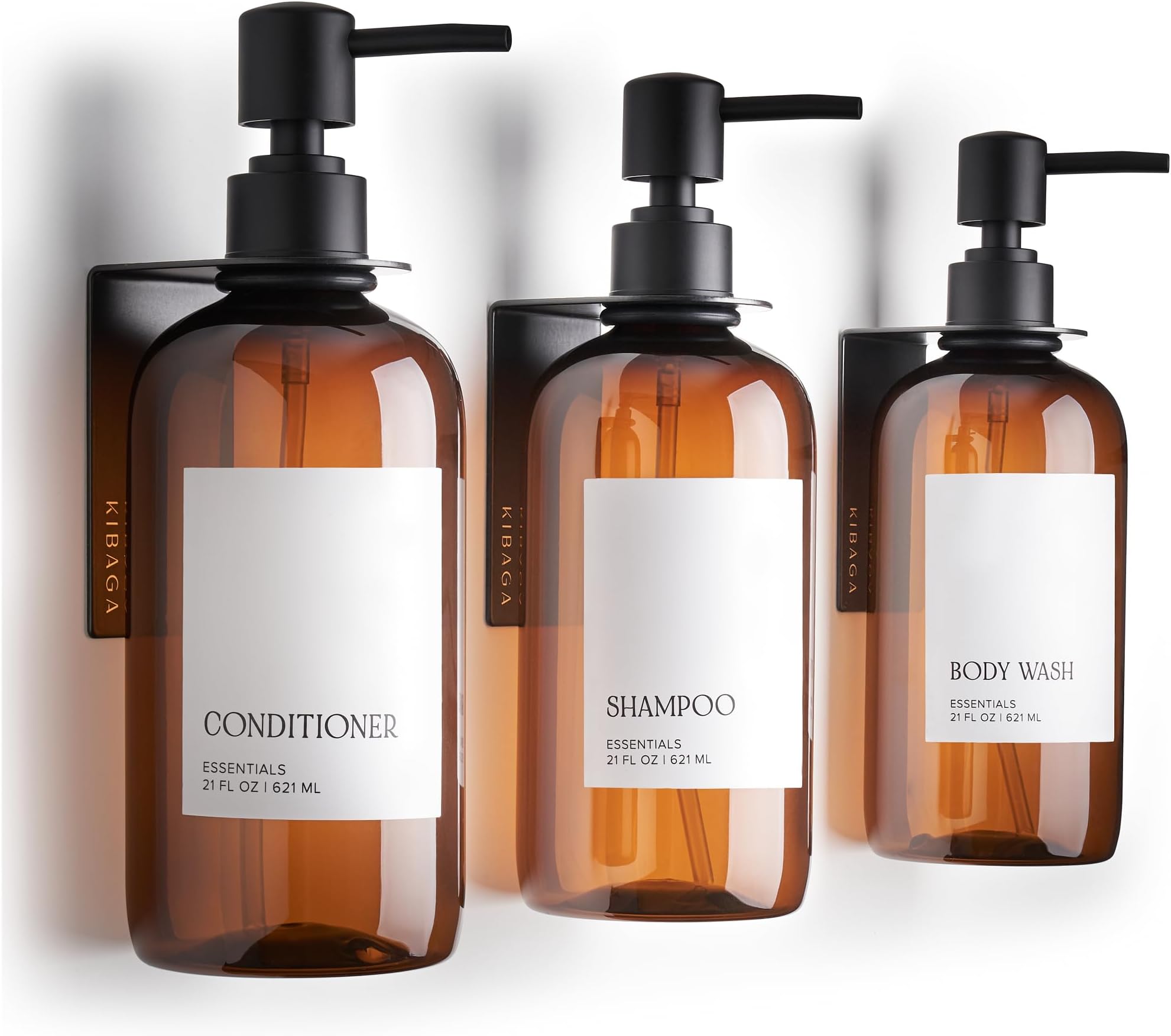 Amazon.com: Stylish Shampoo and Conditioner Dispenser Set of 3 - Modern ...