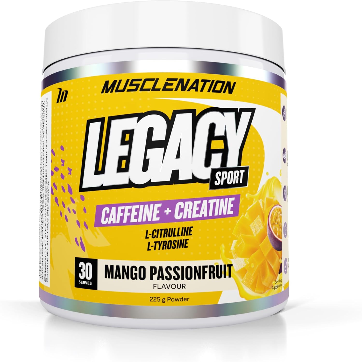 Muscle Nation Mango Passionfruit Legacy Sport 225g (30 Serves) : Amazon ...