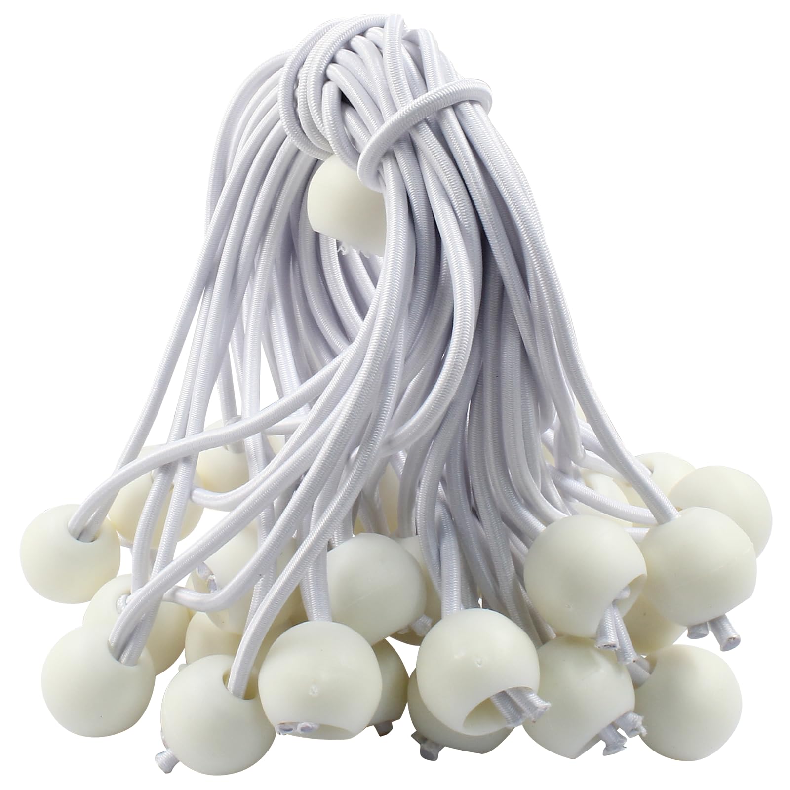 Waziaqoc 50 Pcs Ball Bungee Cords 6 Inch, Tarp Ball Bungee Ties Heavy ...