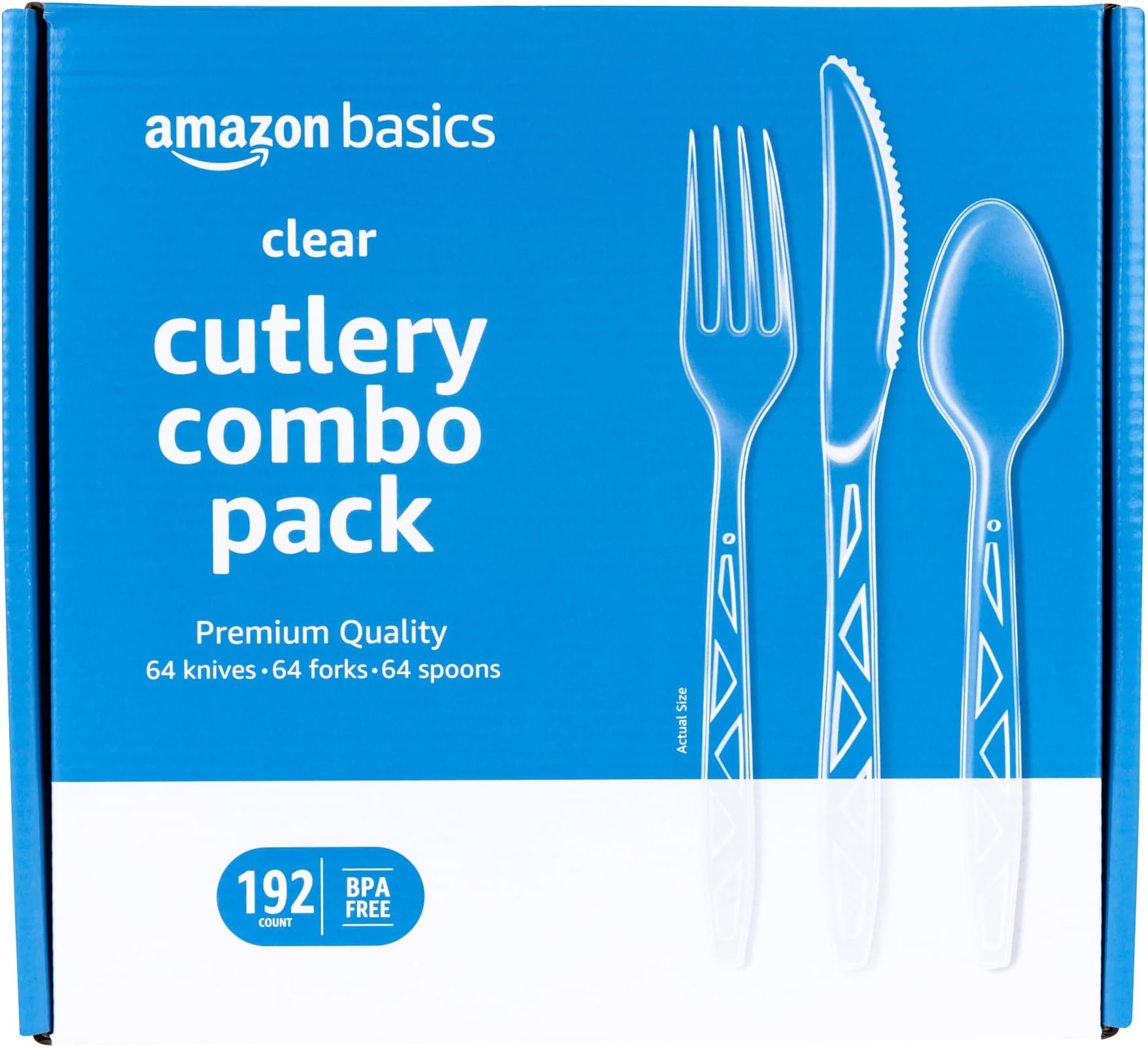 Amazon.com: Amazon Basics Disposable Clear Assorted Cutlery Set ...