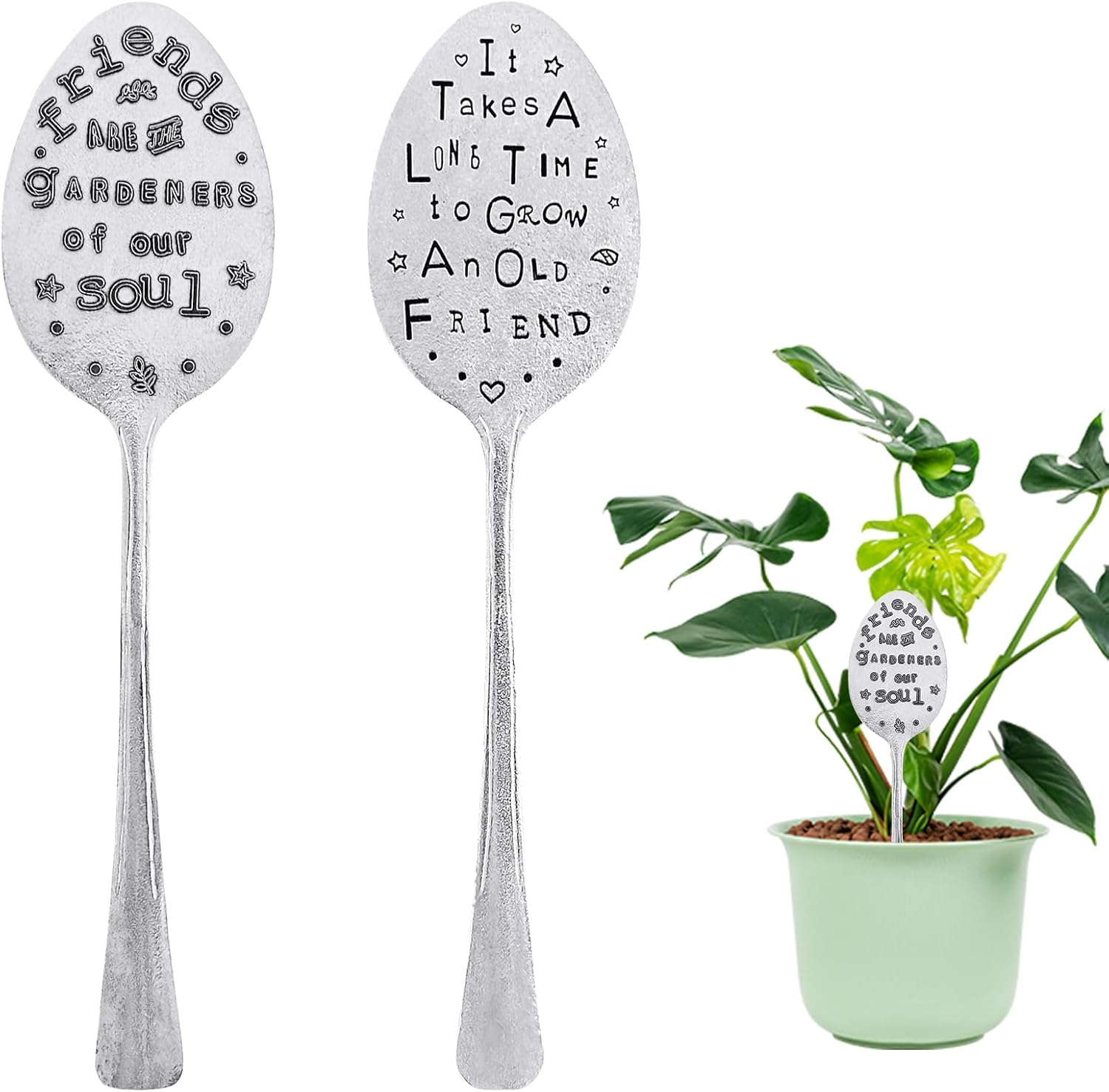 Amazon.com: 2 Packs Garden Marker Friendship Gift, Metal Spoon Plant ...