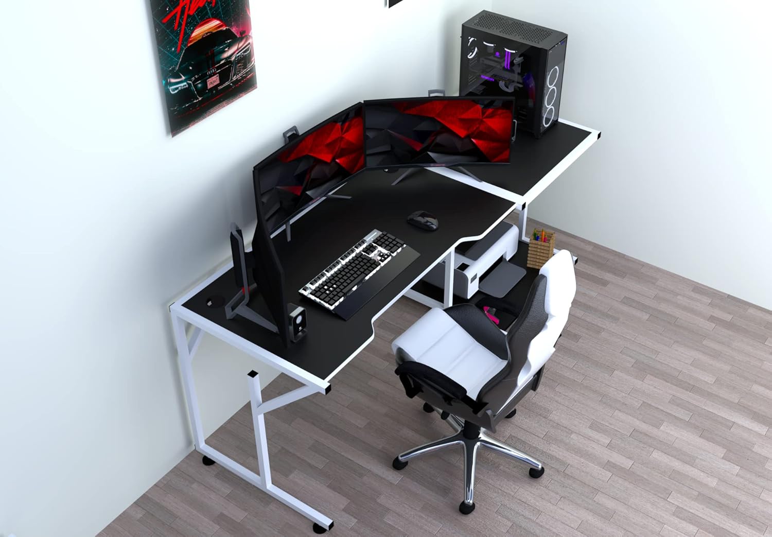 Escritorio Gamer CTS ICE GBM Pro - Extra Largo 180 cm - Estación de ...