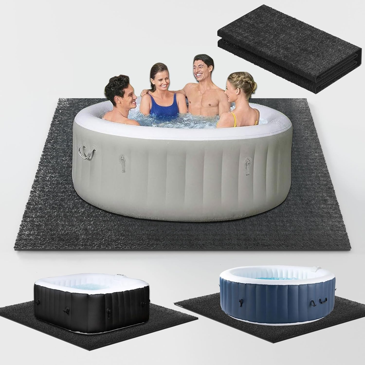 Amazon.com: 90 * 90 Inch Inflatable Hot Tub Mat, Extra Large Square Hot ...