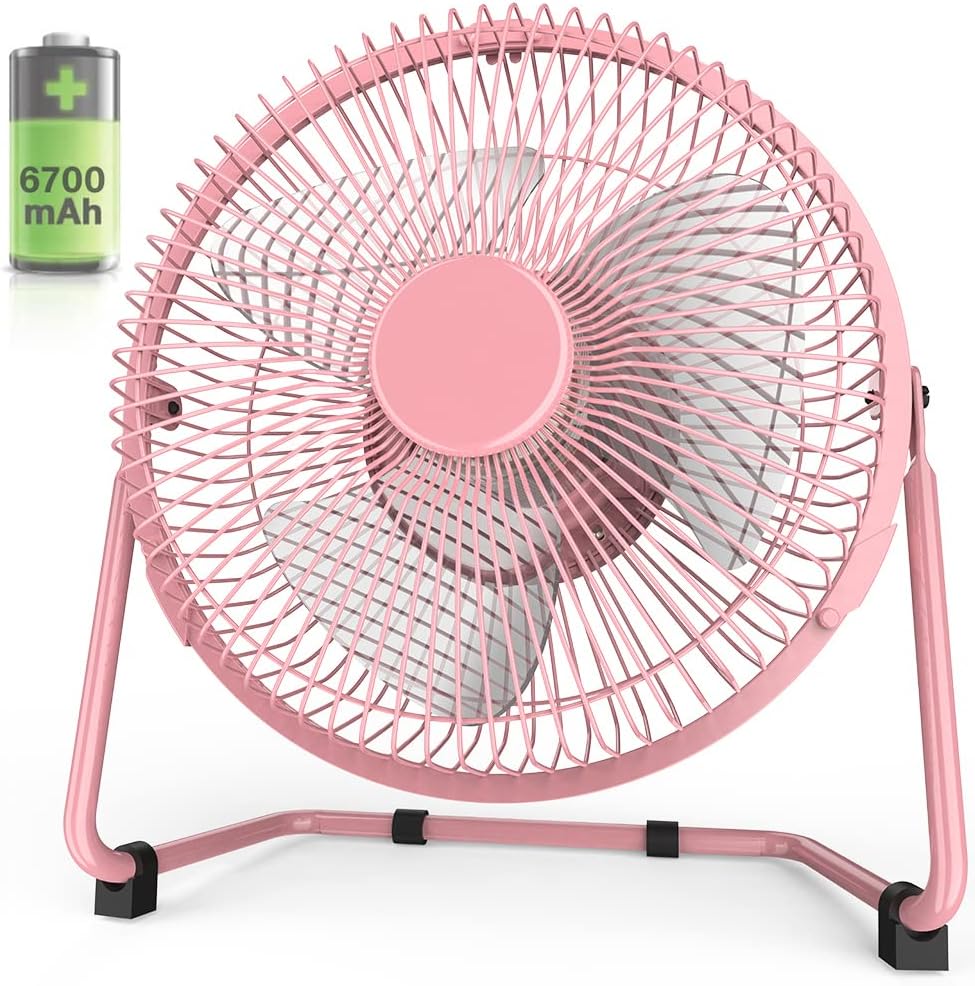 Amazon.com: xasla 9 Inch USB Rechargeable Desk Fan, 6700mAh Battery ...