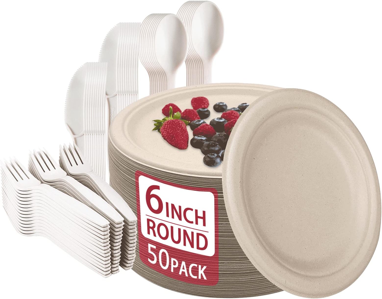 125 Pieces Disposable Tableware Set Sets for 25 People ~ Compostable ...