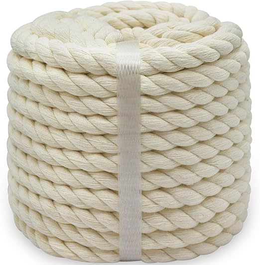 Amazon.com: BONSINY Natural White Cotton Rope 1/2 inch x 50 feet ...