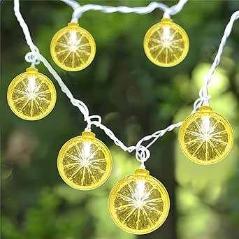 Konictom 8.5Ft Lemon Lights,Lemon Fairy Lights with 10 Pack 3D Yellow ...