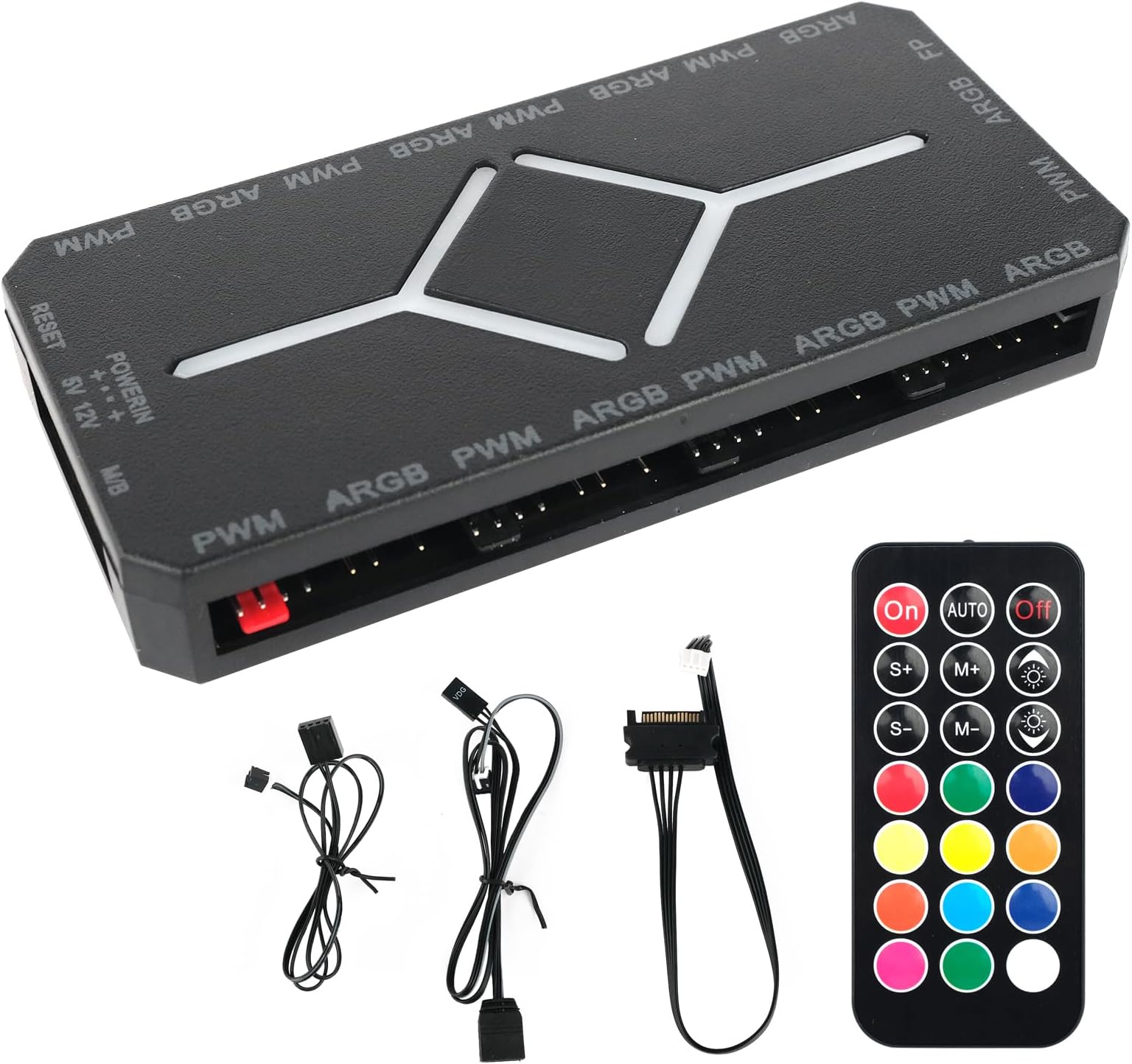 Amazon.com: upHere 10-Port 6PIN SATA RGB Hub with 21-Key Remote Control ...