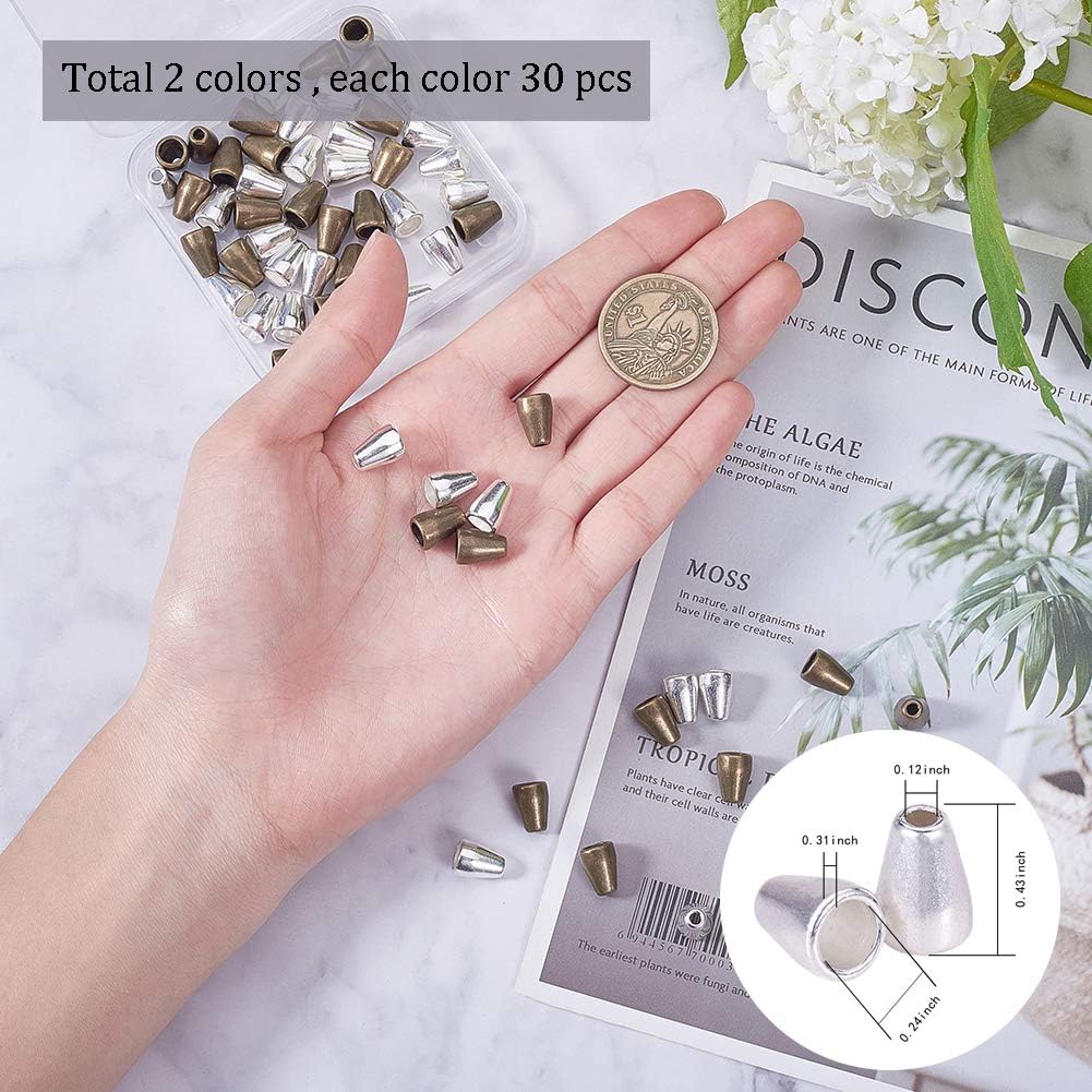 PandaHall Elite 60pcs Bell Stopper Cord Ends Lock Antique Bronze ...