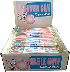 20 X Bubble Gum Rock Sticks Handmade Traditional Rainbow Classic Sweets ...