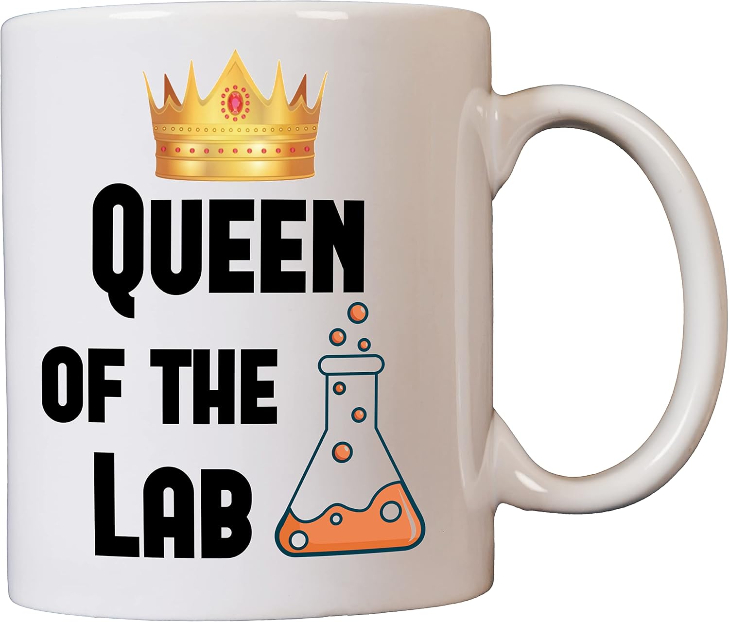 MB Prints Queen of The Lab Ceramic Coffee Mug with Crown and Bubbling ...