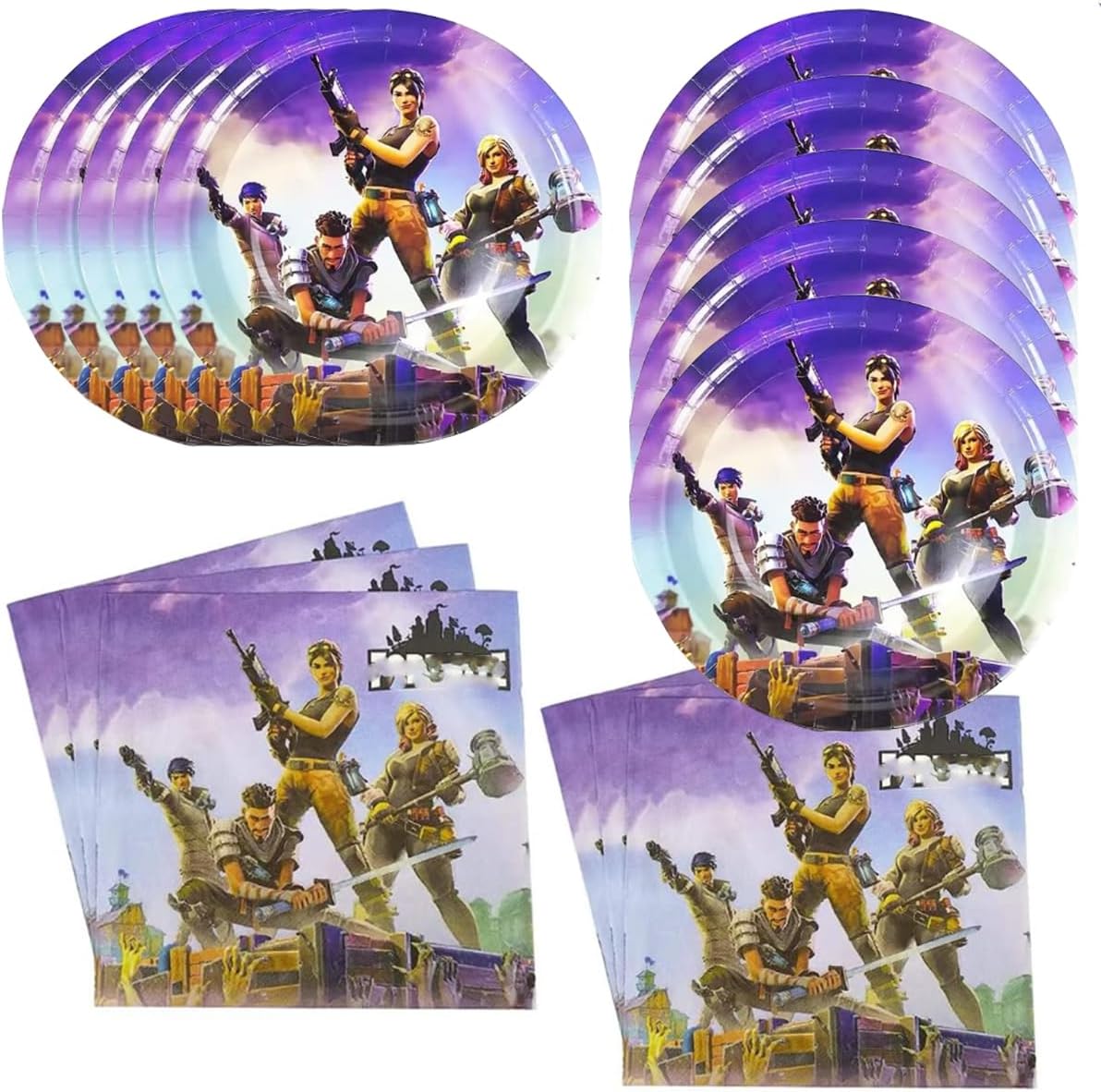 Amazon.com: 40Packs Fortnight Party Supplies include 20 plates, 20 ...