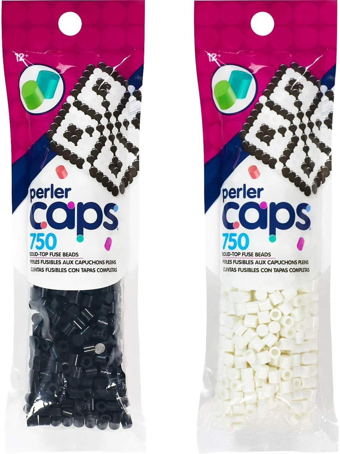 Amazon.com: Perler Caps - Solid-Top Fuse Beads - 2 Pack Bundle - Black ...