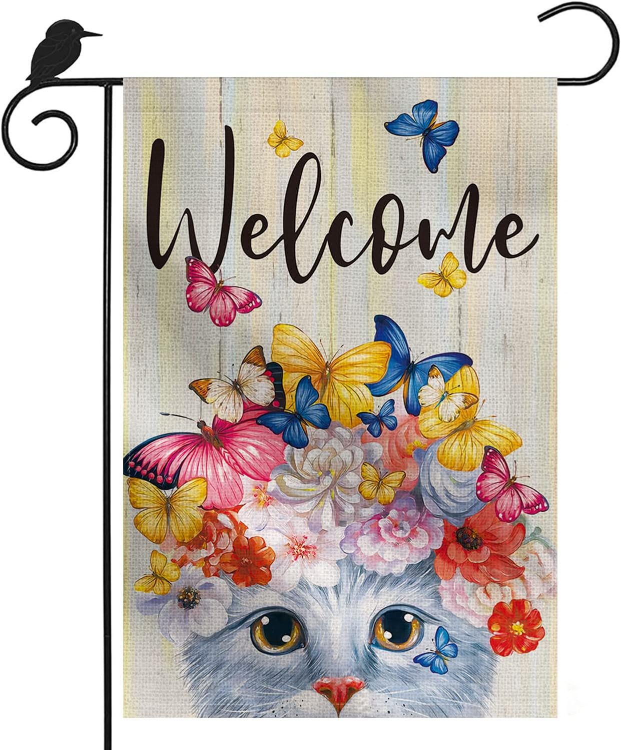 Amazon.com : Welcome Cat Garden Flag,Burlap Vertical Double Sided Yard ...