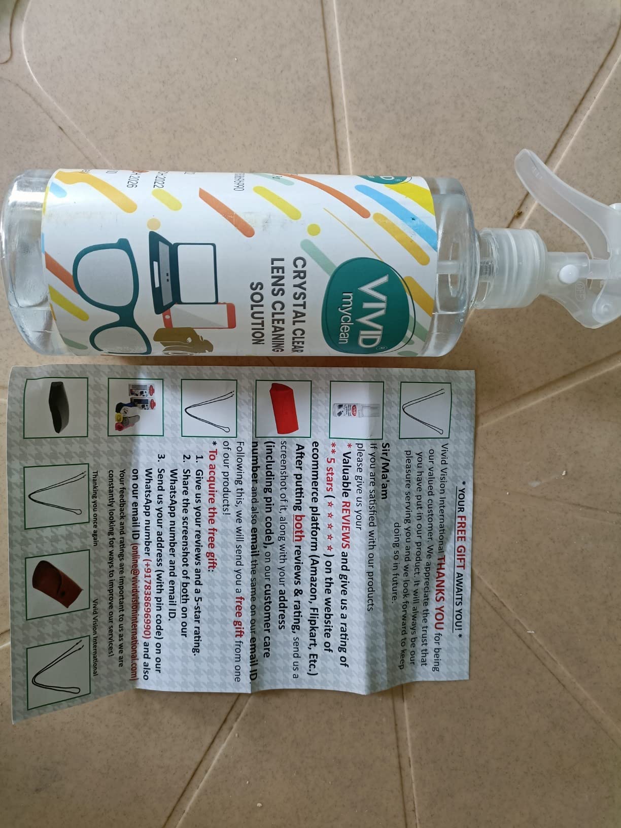 Buy VividVision myclean Spectacles And Sunglasses Cleaning Solution ...