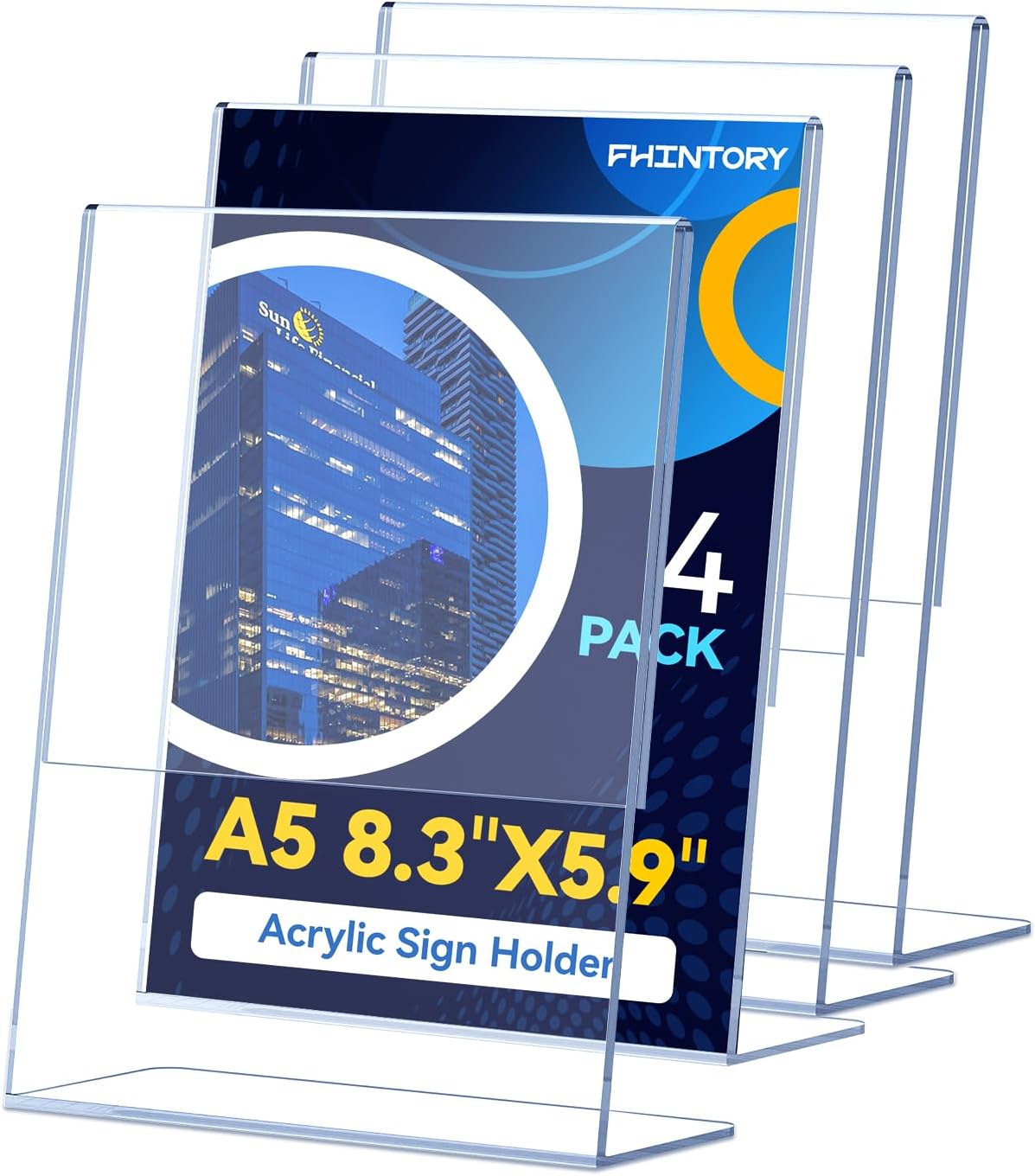 Fhintory A5 Acrylic Sign Holder, 4 Pack L Shape A5 Acrylic Display ...