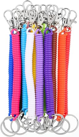 Amazon.com: YBEATY 16 Pcs Spiral Retractable Spring Coil Keychain ...
