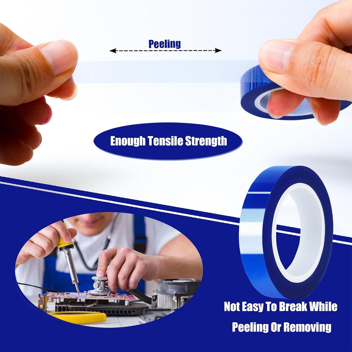 6 rollos de cinta de calor azul de alta temperatura, resistente al ...