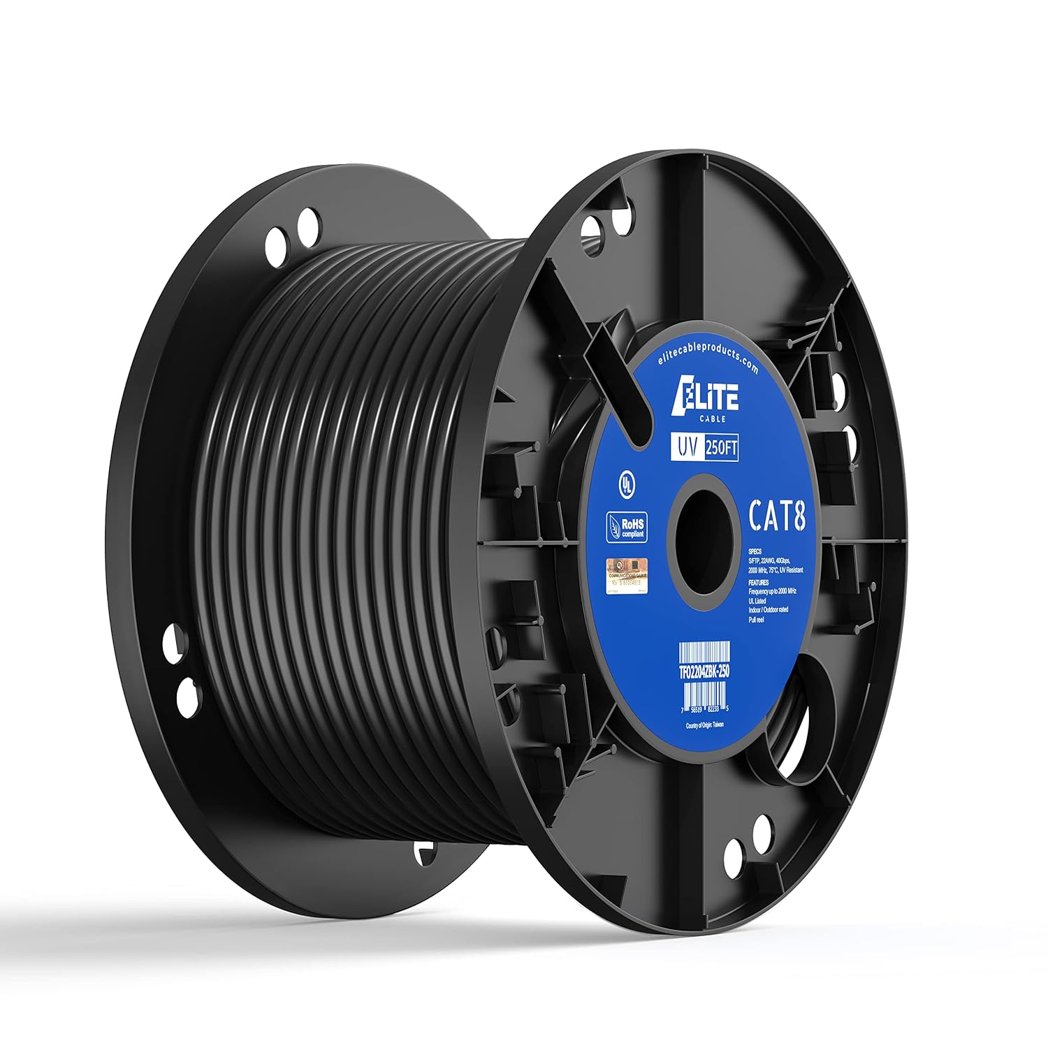 Amazon.com: Elite Cat8 250ft Outdoor/Indoor Cable, UV Resistant, 40Gb ...