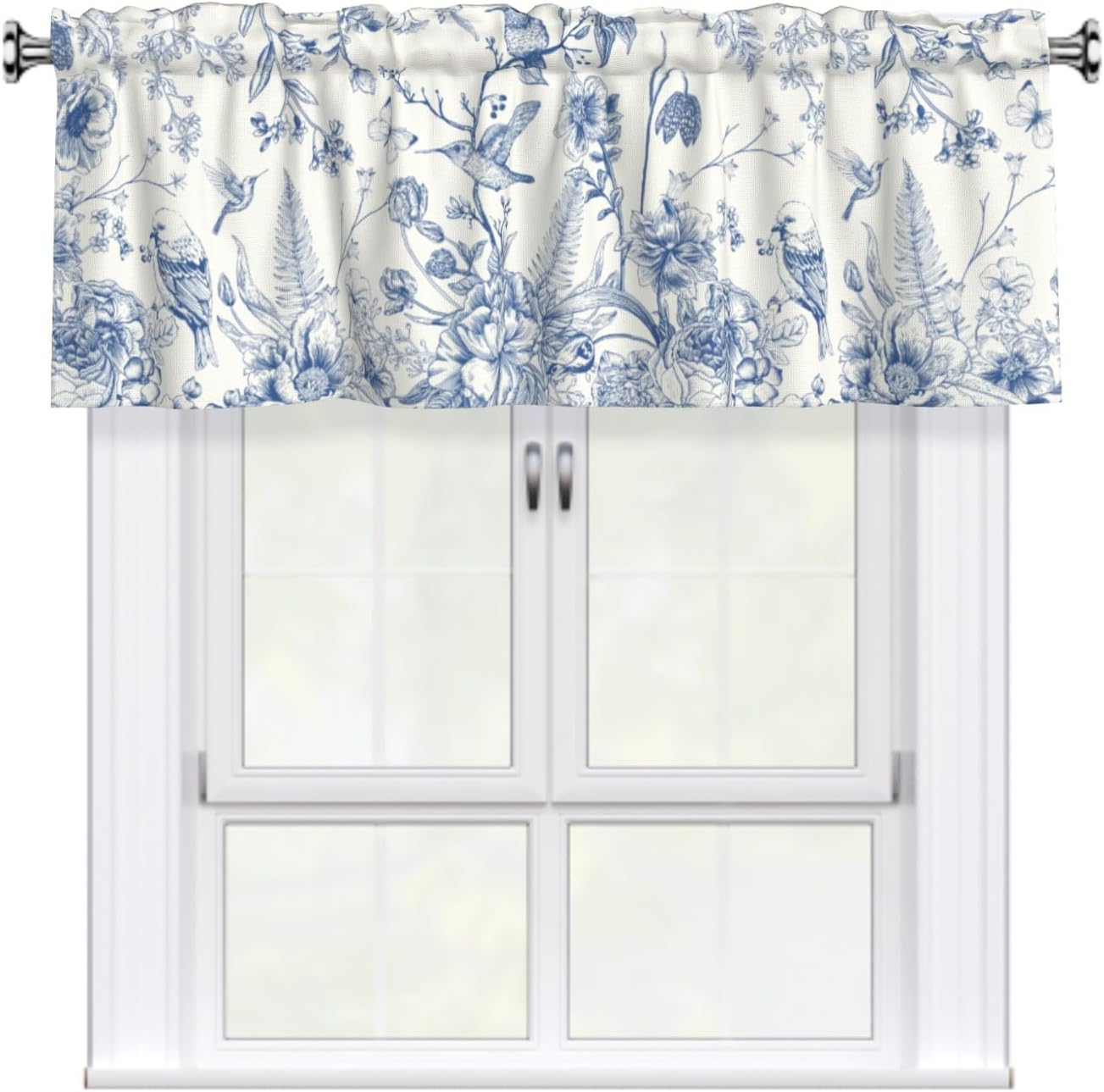 Amazon.com: Giwawa Blue Floral Valance Curtain 54 x 18 Inch Chinoiserie ...