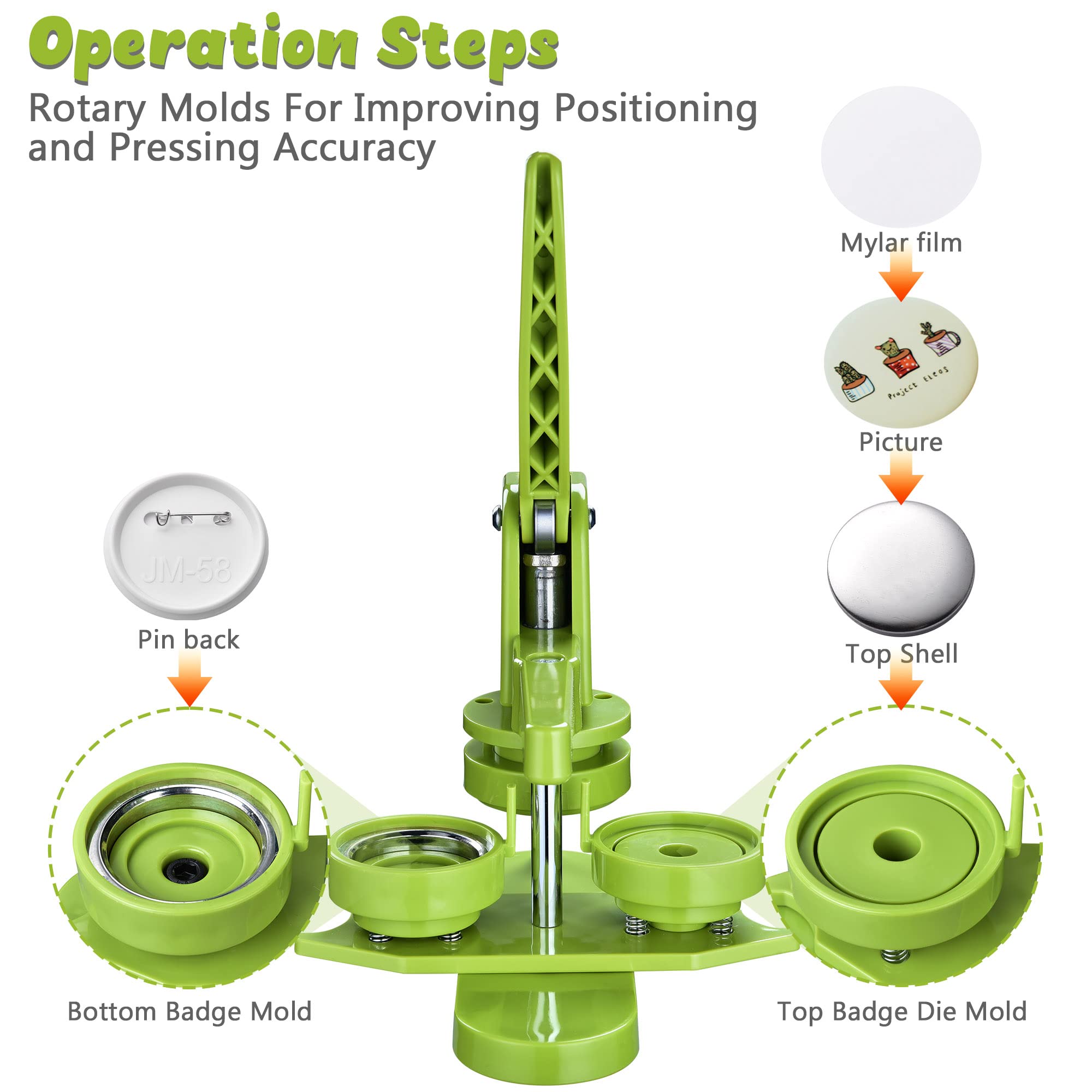 Snapklik.com : 2 5/16" 58mm Backpack Pin 100 Sets Button Maker Machine ...