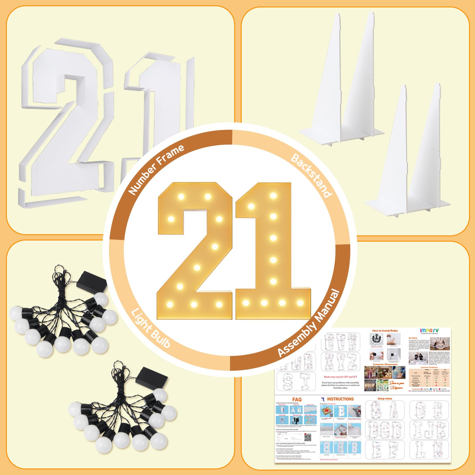 Snapklik.com : Imprsv 4FT Light Up Numbers, Marquee Numbers 21st ...