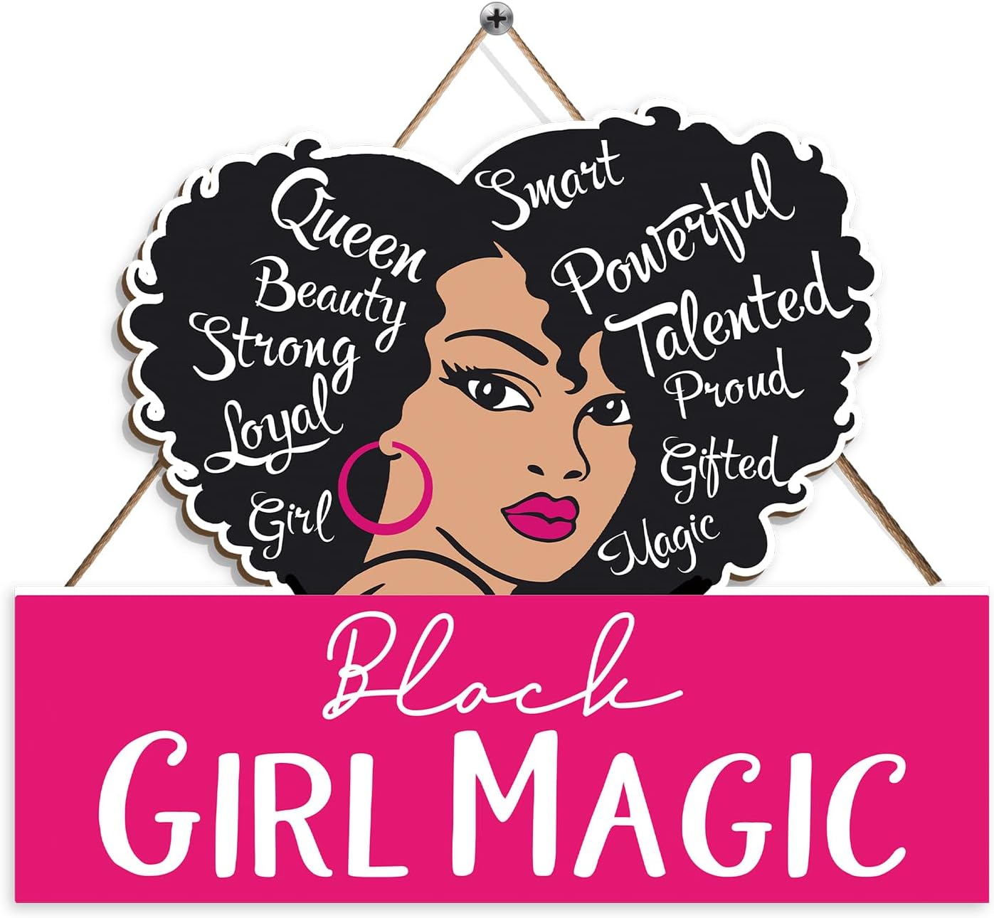 Amazon.com: Hanging Door Decor Sign, Black Woman Inspirational Decor ...