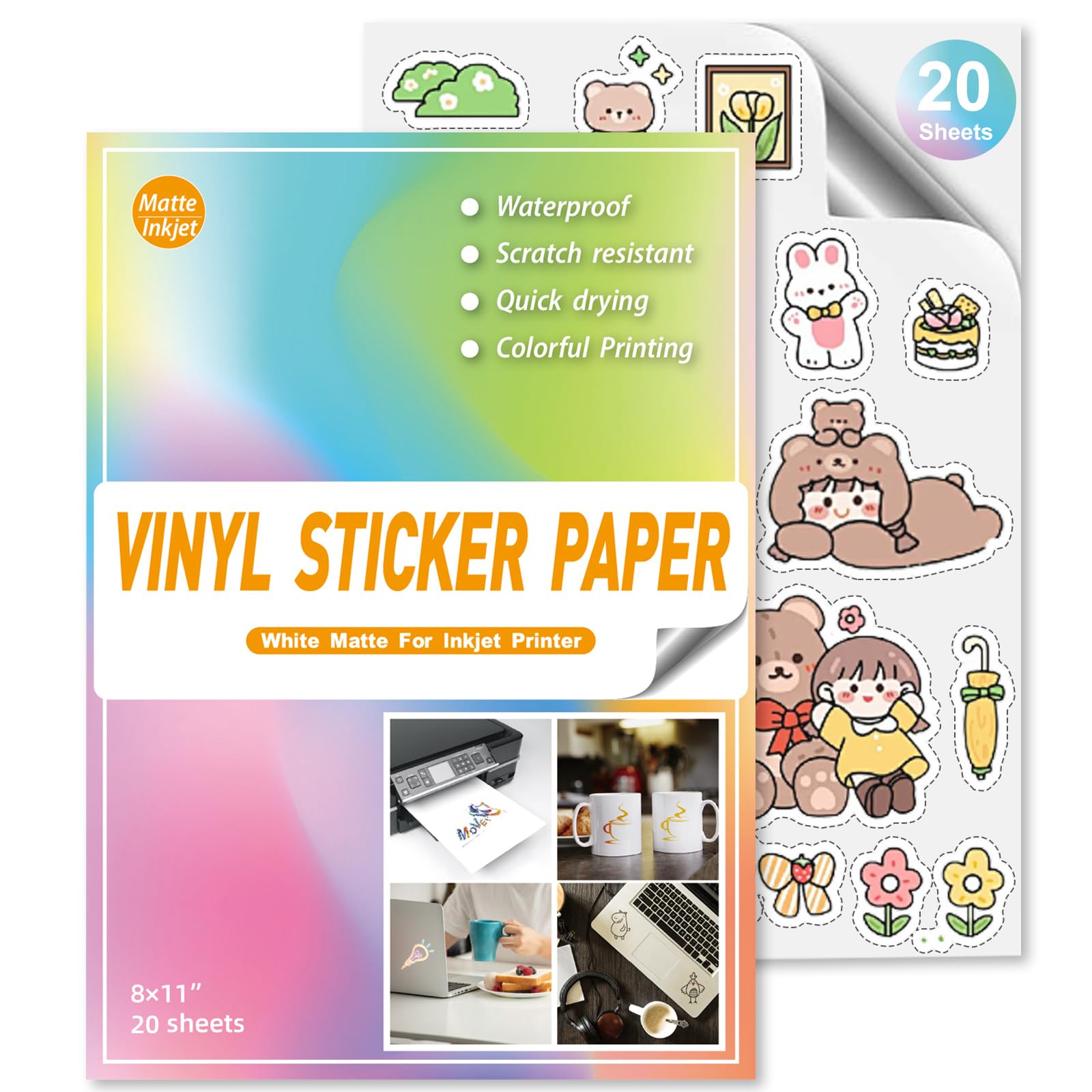 Snapklik.com : Sticker Paper For Inkjet Printer- 20 Sheets Matte White ...