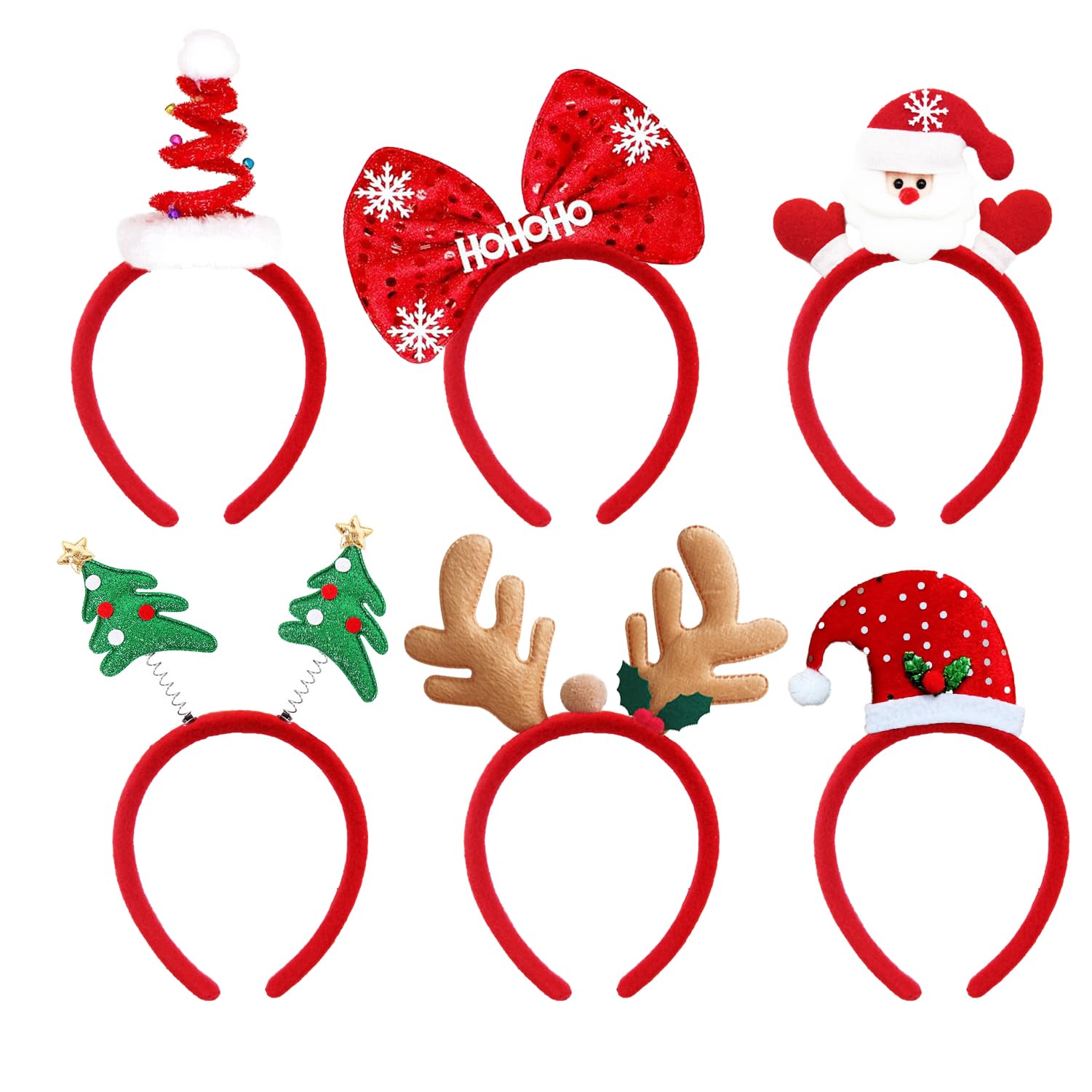 Amazon.com: 6 Pcs Christmas Headbands for Women, Holiday Headbands ...