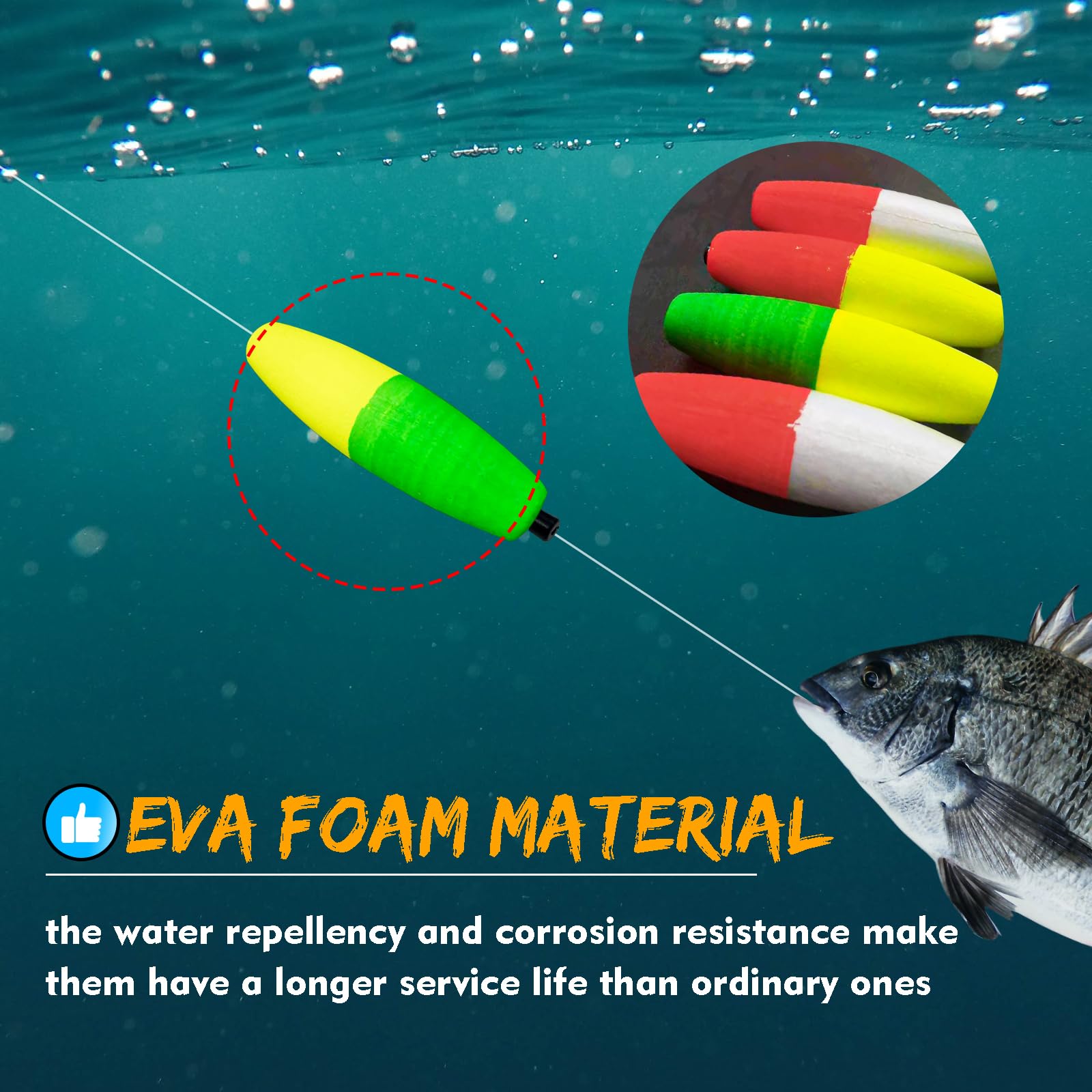 Snapklik.com : Peg Floats,54pcs Foam Cigar Floats For Catfih,Fishing ...