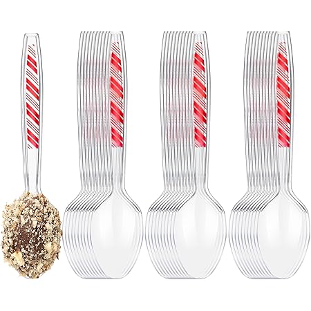 Amazon.com: 100 Pack 6" Christmas Clear Plastic Spoons Disposable ...