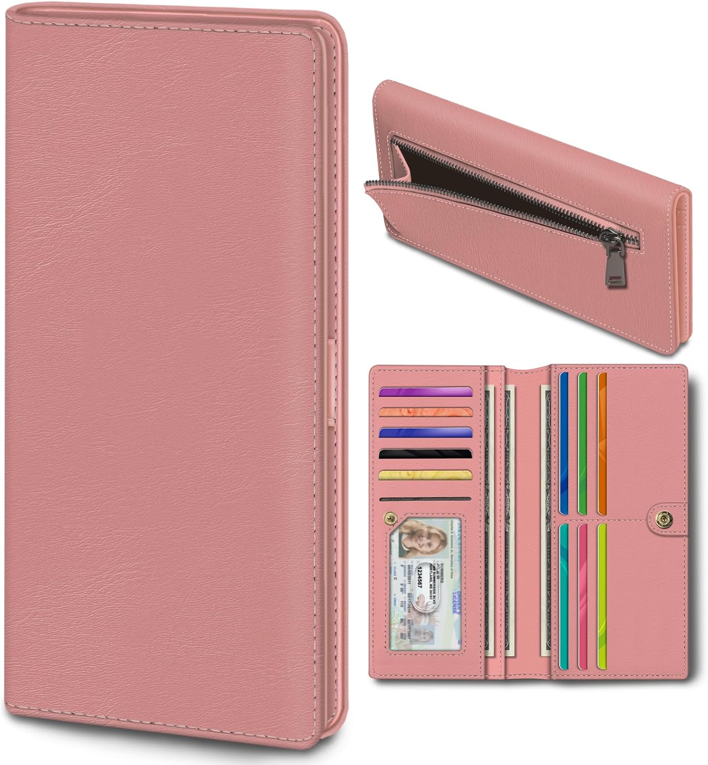 Amazon.com: Immaturus Womens Wallet, Peach Slim Thin RFID Blocking ...