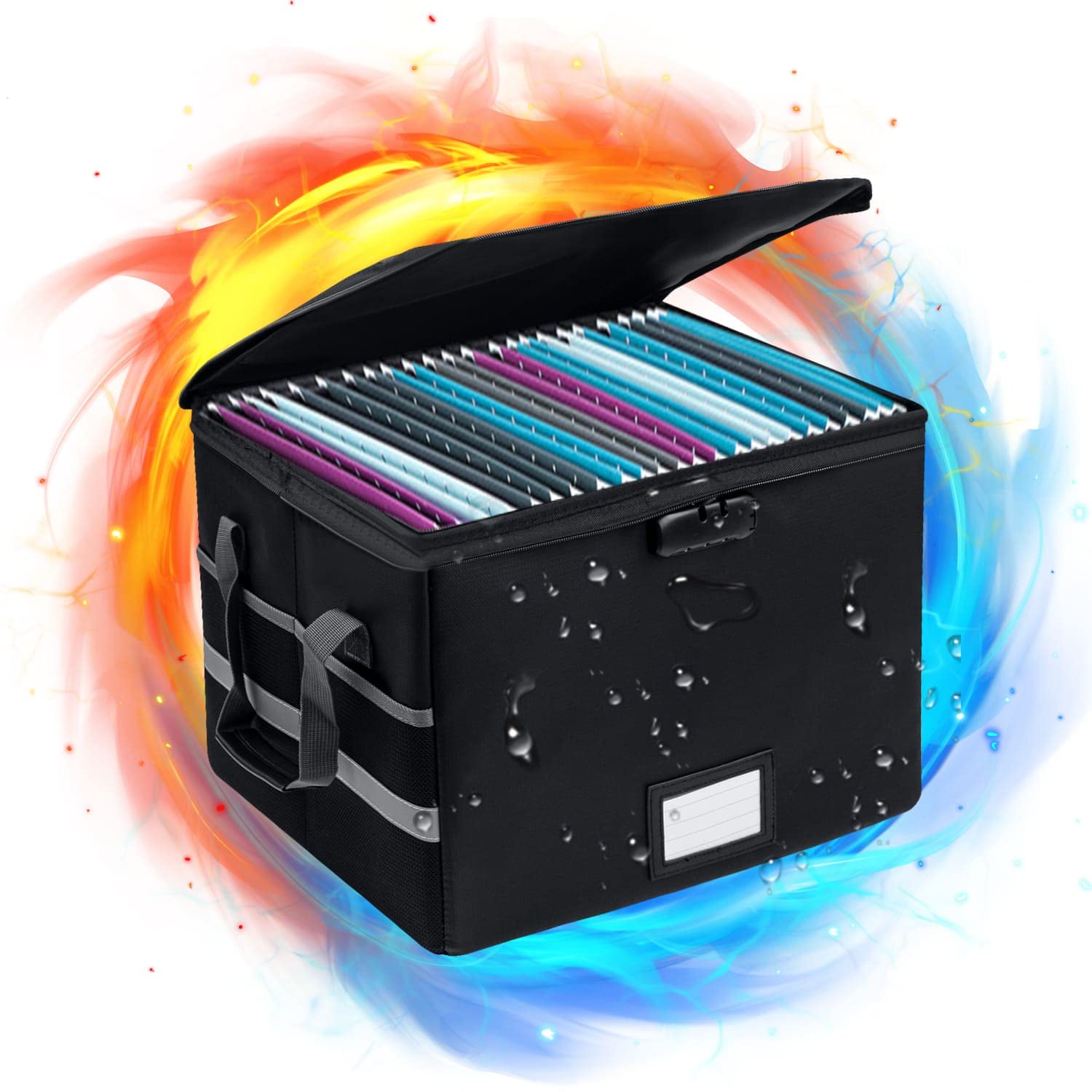 Mcbazel Collapsible Fireproof Document Box with Lock-Waterproof, Anti ...