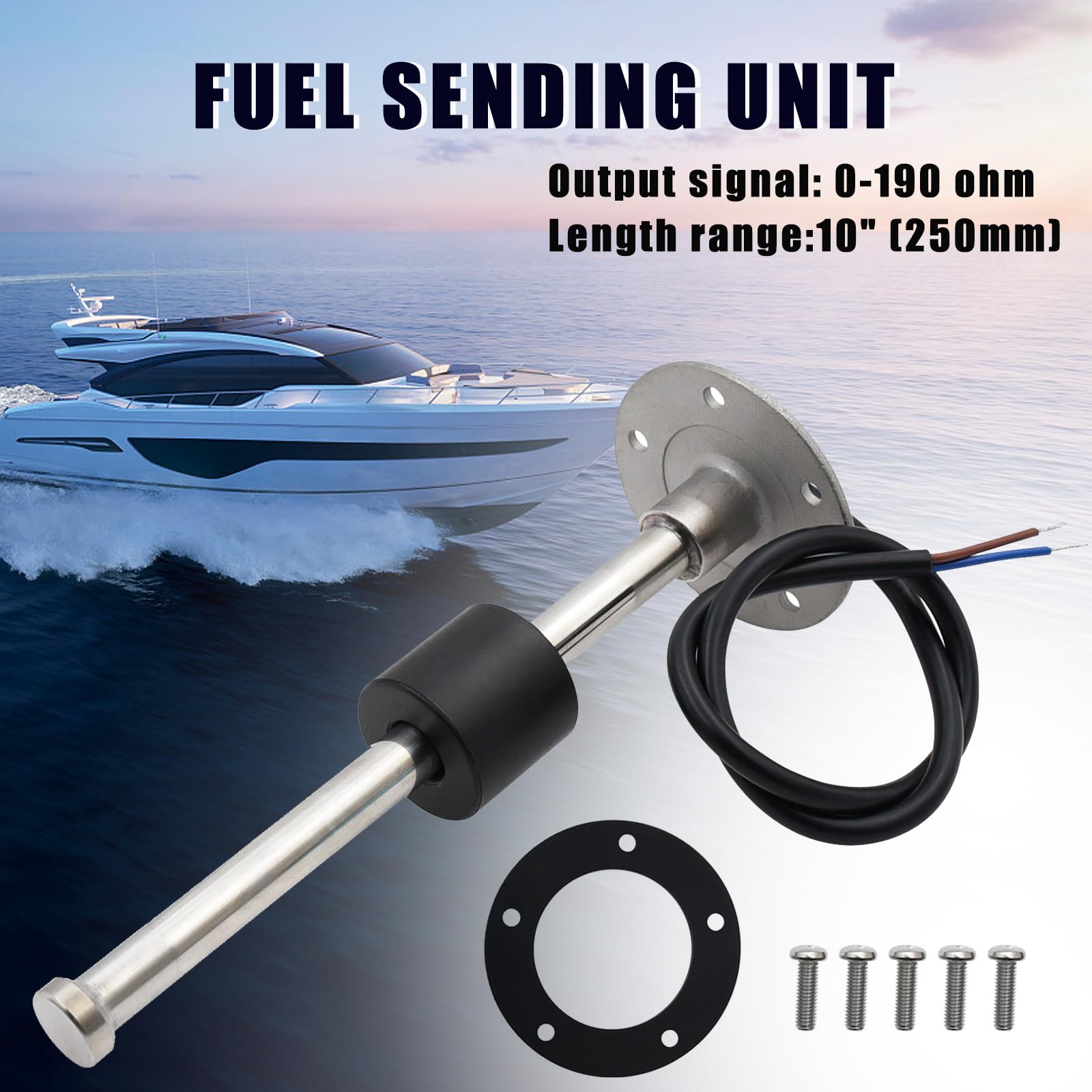 Snapklik.com : Geloo 10" 0-190ohm Marine Fuel Sending Unit Fuel Gauge ...