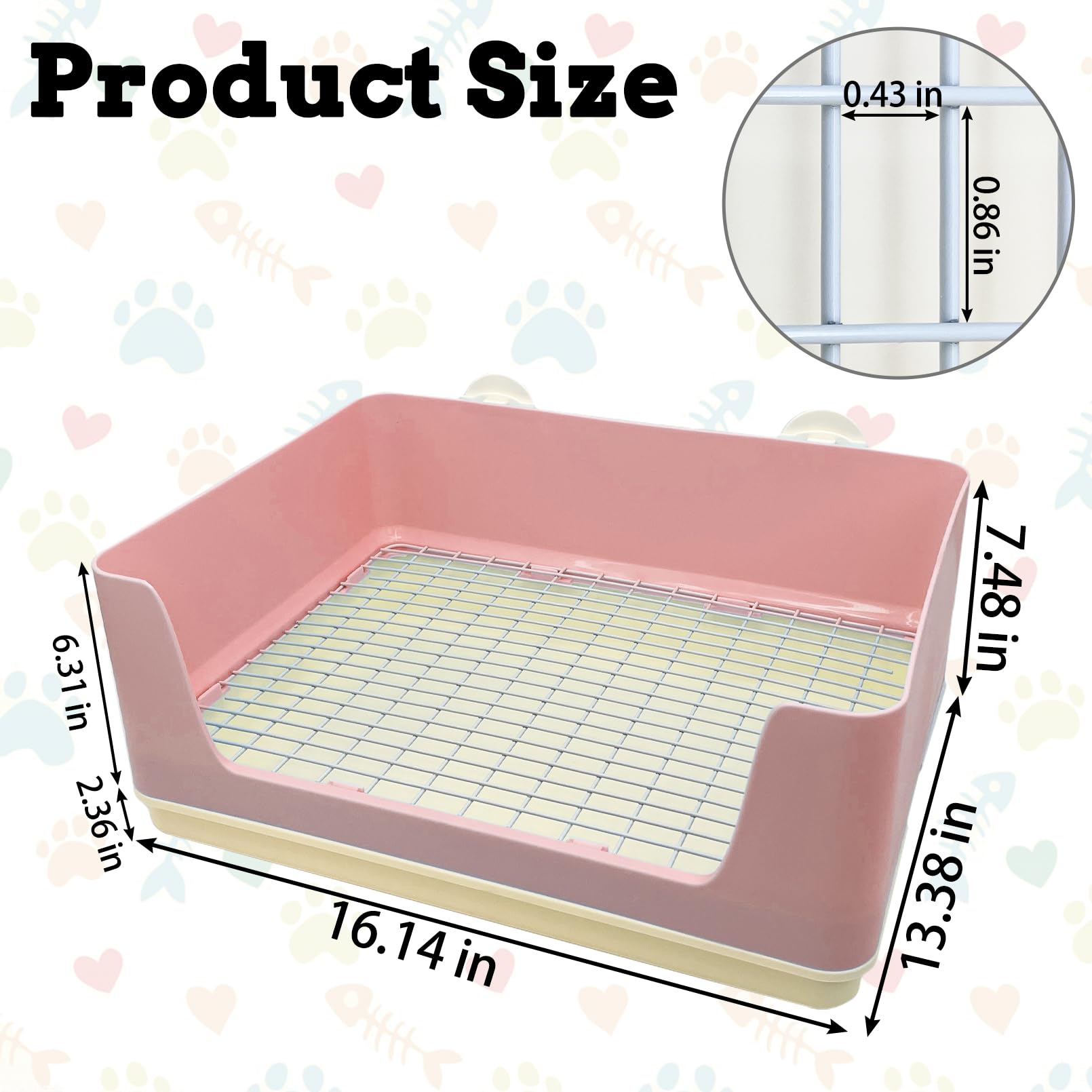 Snapklik.com : BNOSDM Rabbit Litter Box For Cage Extra Large Plastic ...