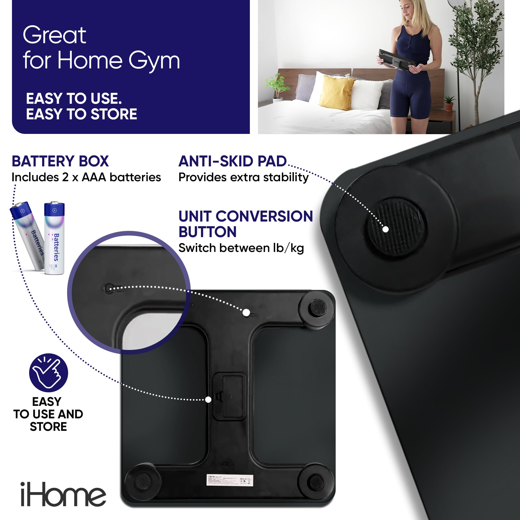 Snapklik.com : iHome Digital Step On Bathroom Scale - High Precision ...