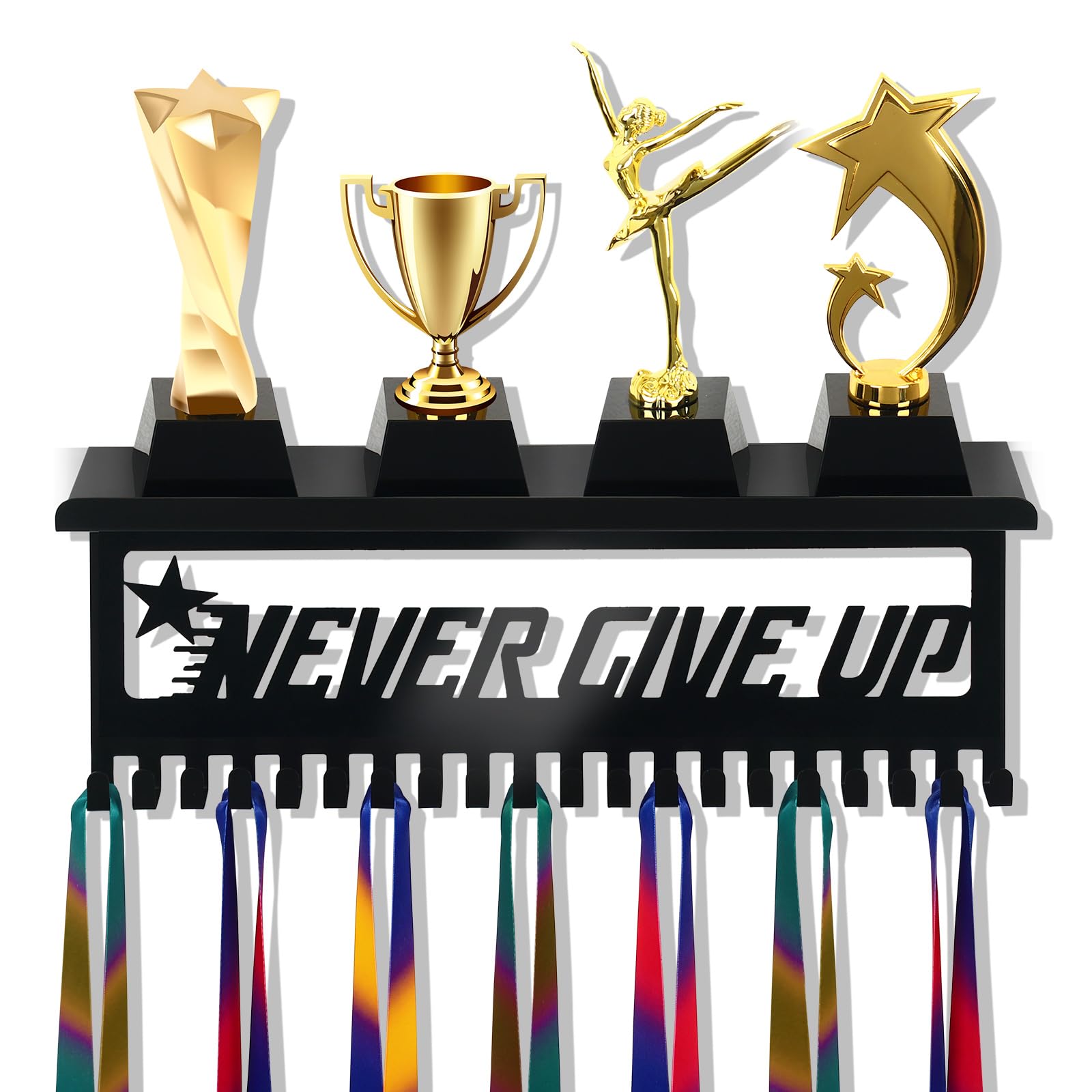 Amazon.com: Bnesi Modern Trophy and Medal Display Shelf Black Metal ...